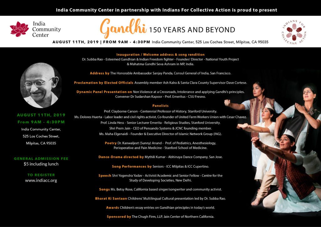 INDIA COMMUNITY CENTER: GANDHI 150 YEARS AND BEYOND
